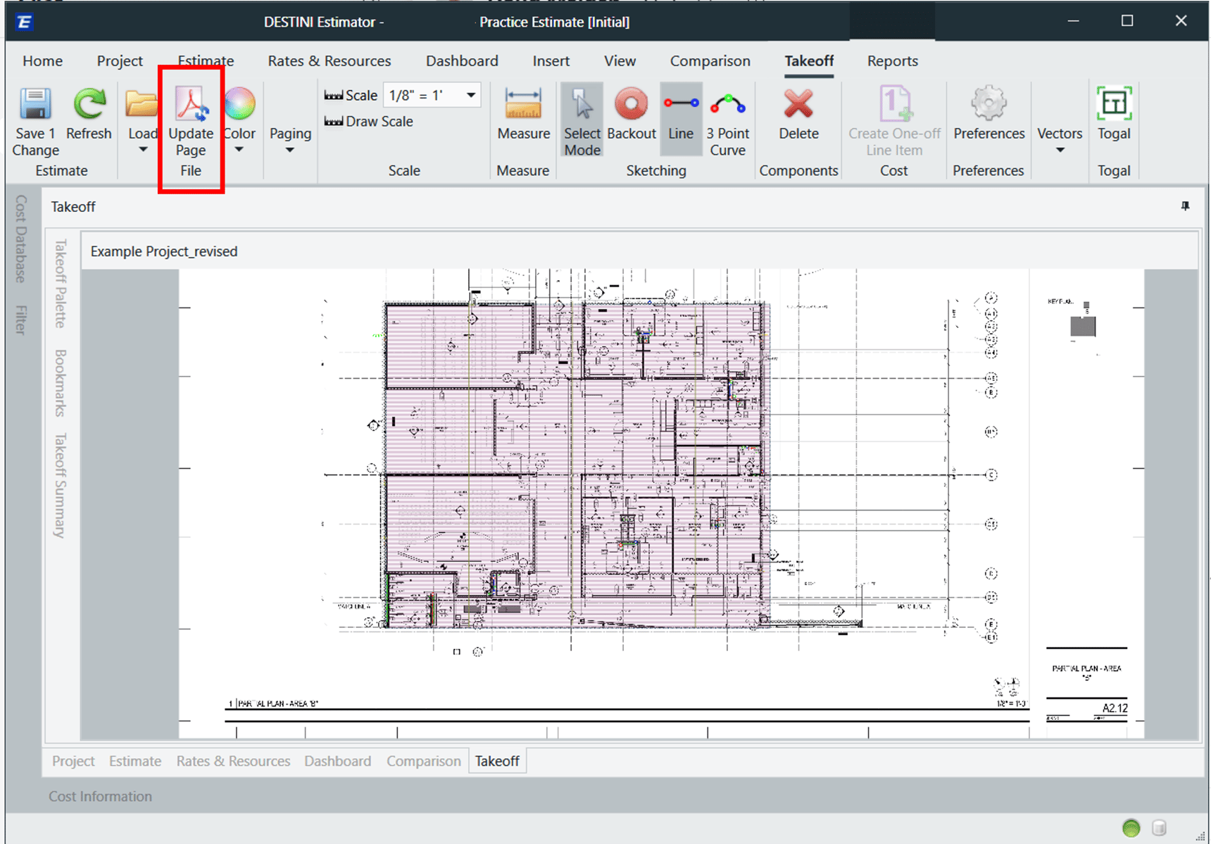 2D Takeoff Update Page Options