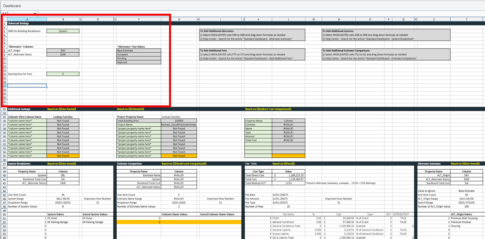 Standard Dashboard - References Sheet