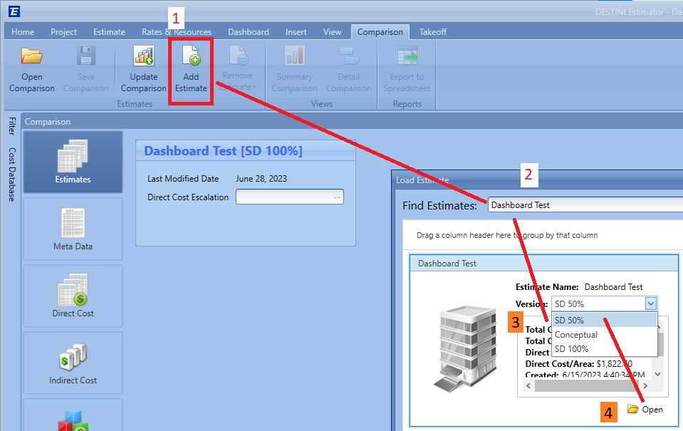 Standard Dashboard - Estimate Comparison