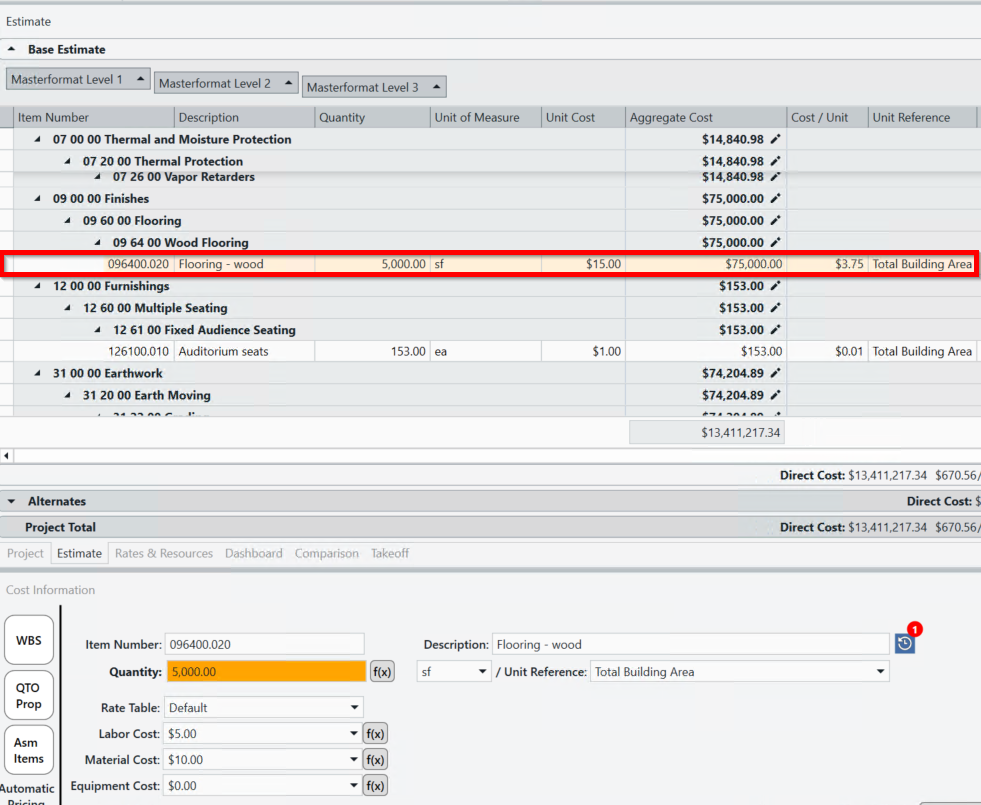 Understanding the Cost/Unit Column and Unit Reference Property