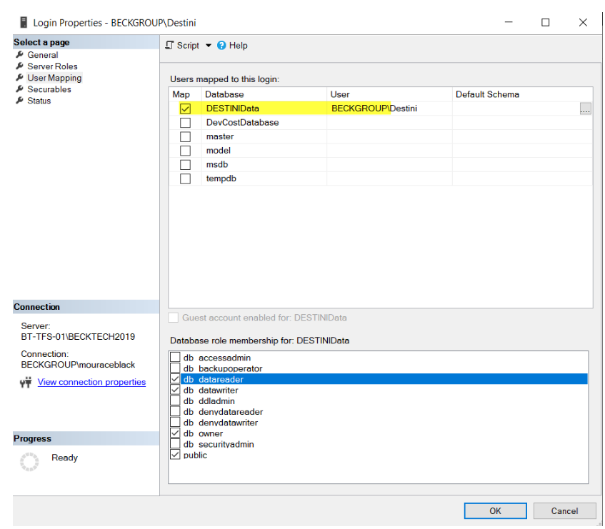 On-Prem - How to Set Up Permissions in Each Destini Database