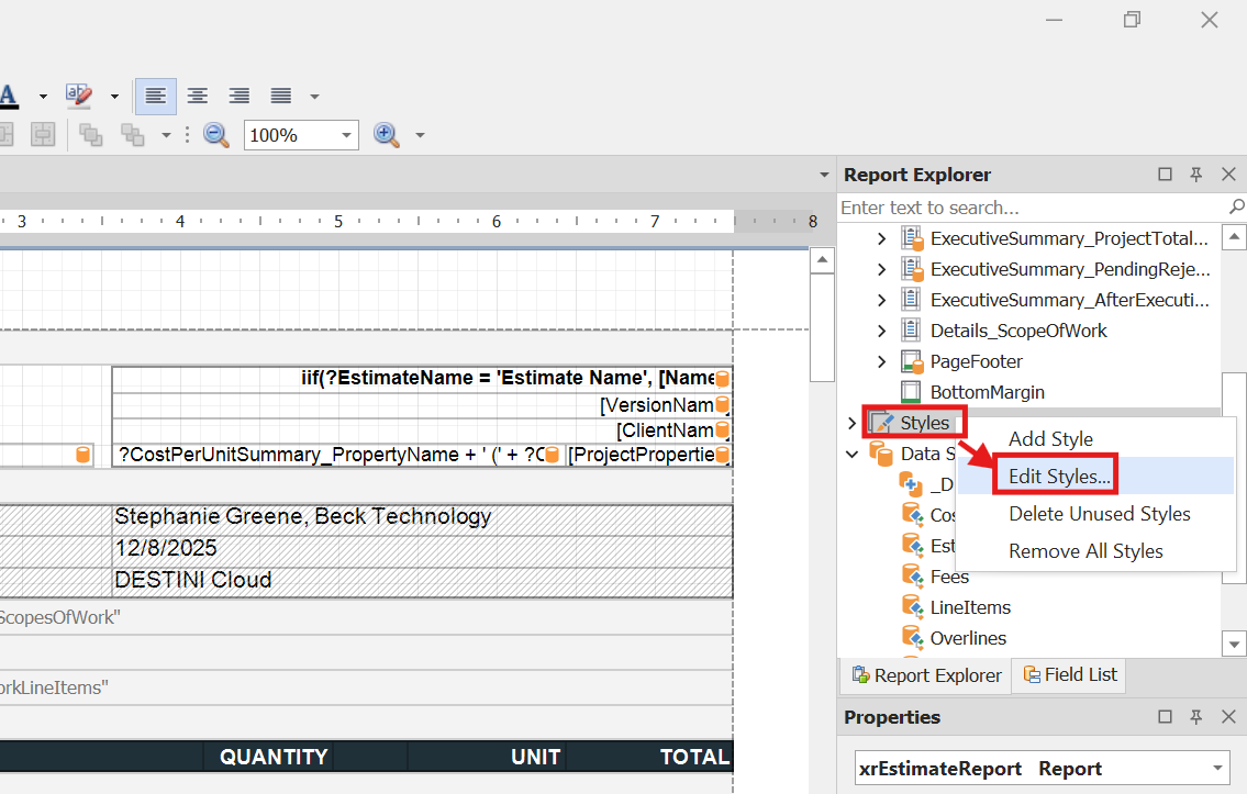 Export/Import Report Styles in Report Designer