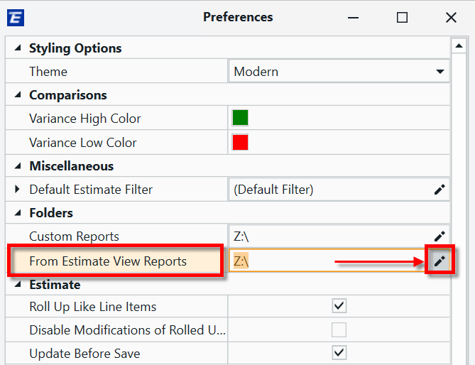 Configuring and Running an Estimate View Excel Report