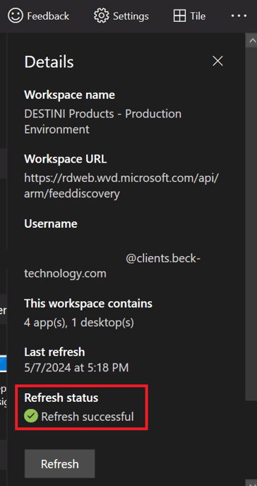 Refresh your Feeds in Remote Desktop