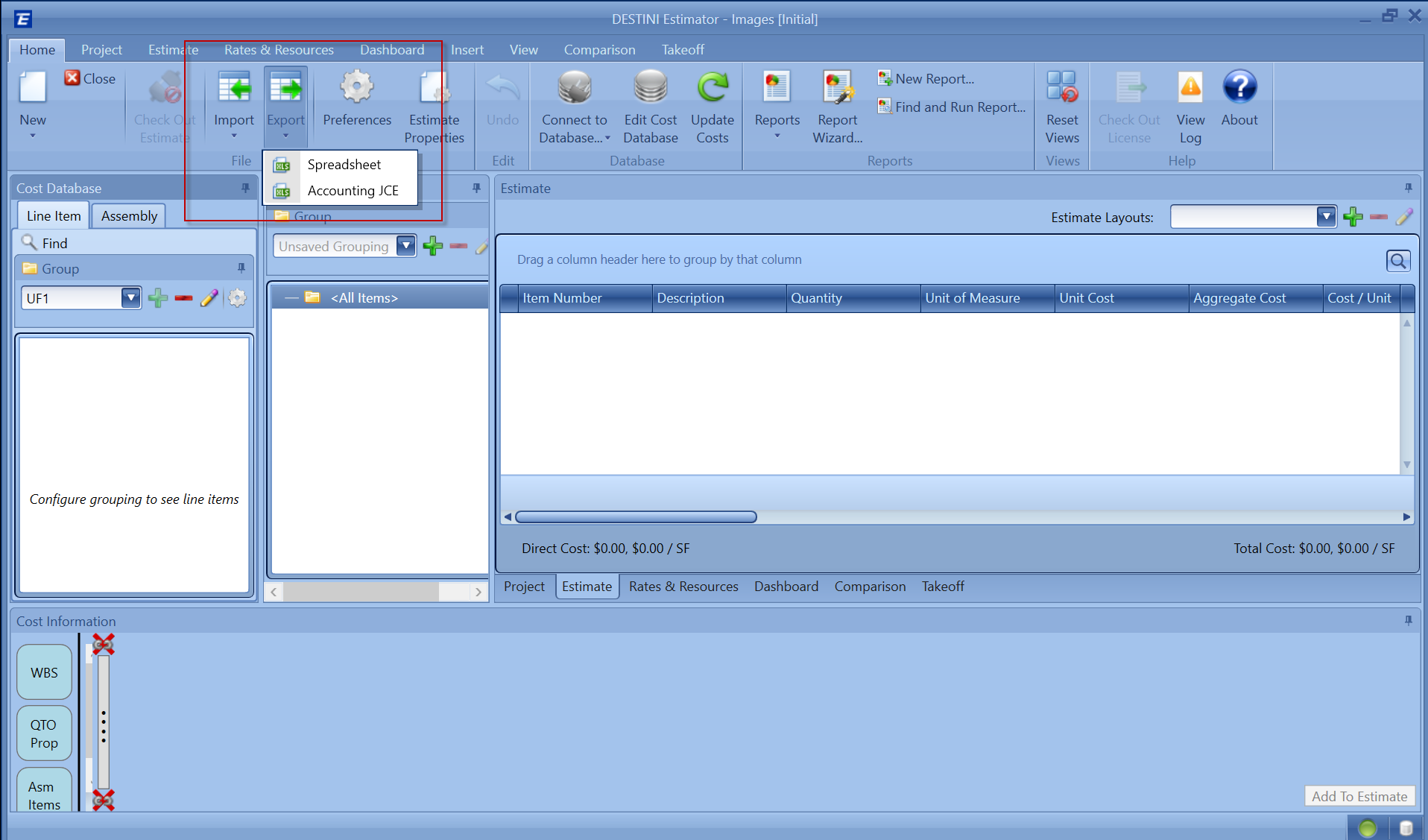 How To Export Or Import An Excel Spreadsheet Within Estimator