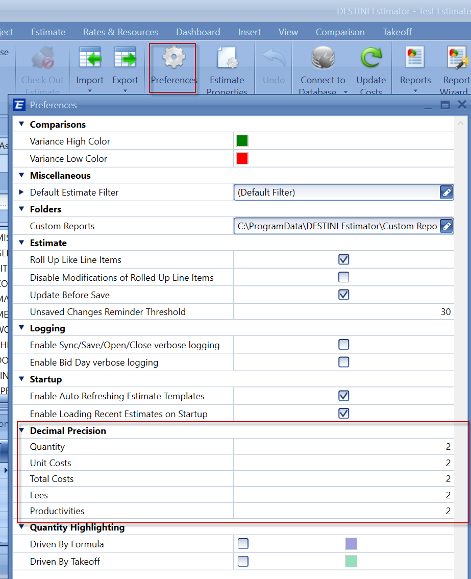 How To Update Decimal Precision In Estimator